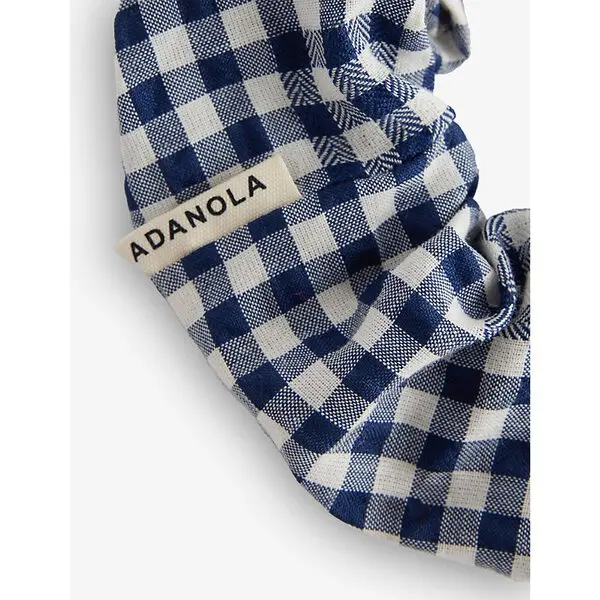 【ADANOLA】Gingham Scrunchie Adanola Gingham Cotton-Blend Scrunchie - Navy Blue/White